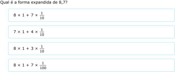 IXL —Converta números decimais para sua forma expandida usando frações ...